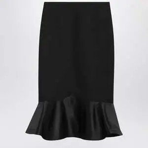 Fendi Grain De Poudre Wool Midi Skirt With Peplum Silhouette - Black
