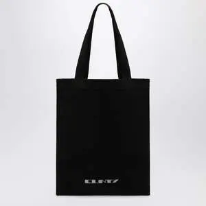 Rick Owens Canvas Shopper Bag With Logo Print - Black
