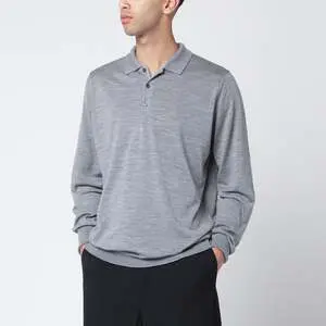 John Smedley Light Grey Wool Polo Shirt