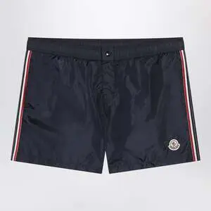 Moncler Moncler Navy Swim Shorts With Logo Patch Blue