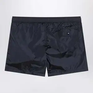 Moncler Navy Swim Shorts With Logo Patch - Blue