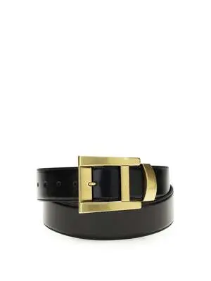 Versace Leather Belt With Logo Buckle