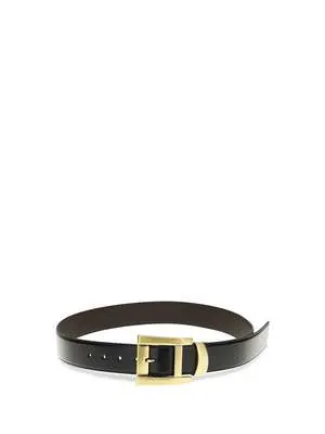 Versace Leather Belt With Logo Buckle