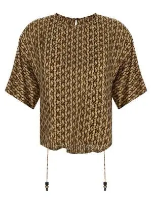 Max Mara Mxmnordica Silk Twill Blouse With Geometric Print
