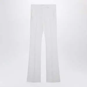 Max Mara Max Mara Crêpe Canvas Optical Slim Trousers White