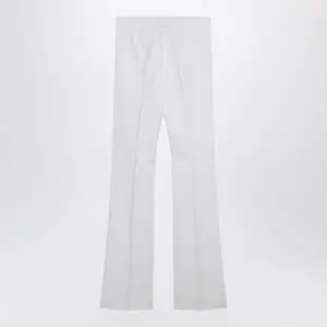 Max Mara Crêpe Canvas Optical Slim Trousers - White