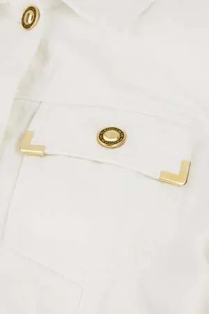 Palm Angels Gold Tone Button Detail Cropped Jacket