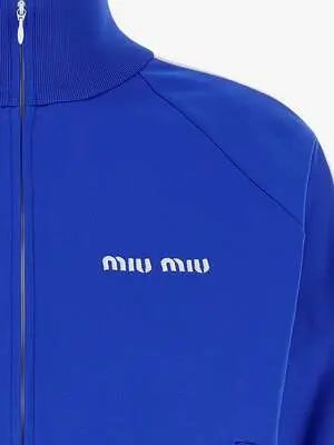 Miu Miu Zip-up Sweatshirt With Embroidered Logo - Multicolor