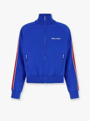 Miu Miu Zip-up Sweatshirt With Embroidered Logo