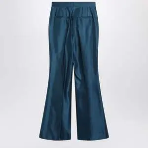 Fendi Teal Duchess Satin Charleston Trousers