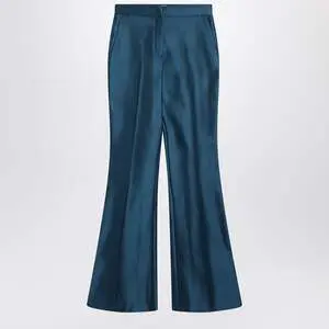 Fendi Teal Duchess Satin Charleston Trousers - Blue