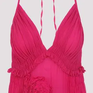 Dries Van Noten Drina Fuchsia Viscose Midi Dress - Multicolor