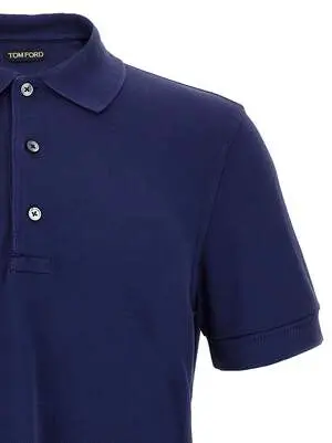 TOM FORD Piqué Polo Shirt - Blue