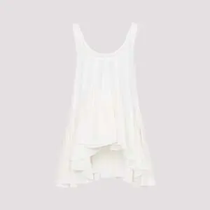 Carven Pintucked Asymmetrical Hem Silk Top