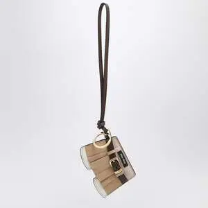 Miu Miu Leather Trick Keyring - Brown