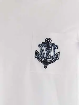 Max Mara Acacia Cotton Crewneck T-shirt With Embroidered Anchor Detail