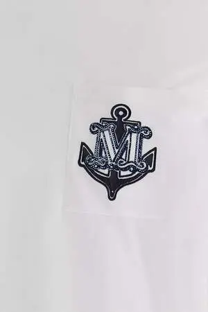 Max Mara Acacia Cotton Crewneck T-shirt With Embroidered Anchor Detail