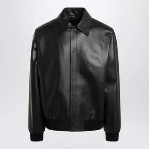 Fendi Leather Blouson With Embroidered Logo - Black