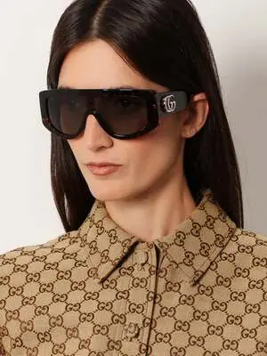 Gucci Rectangular Acetate Sunglasses With Double G Detail