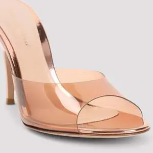 GIANVITO ROSSI Rose Gold Leather And Transparent Strap Sandals
