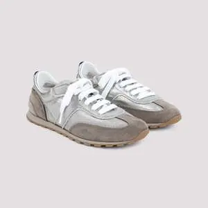 Brunello Cucinelli Titanium Grey Leather Sneakers