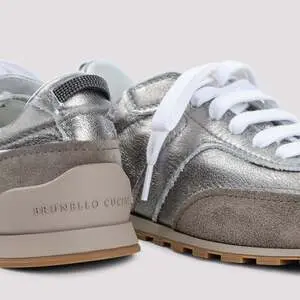 Brunello Cucinelli Titanium Grey Leather Sneakers