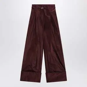 Fendi Burgundy Taffeta Trousers - Red