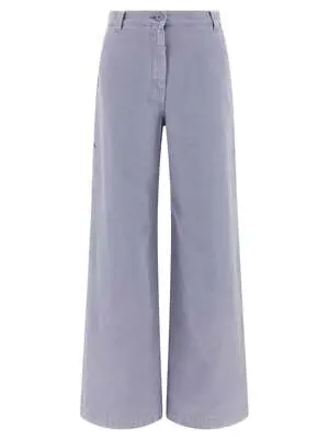 Max Mara Skipper Wide-leg Cotton Canvas Trousers - Purple
