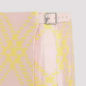 Burberry Cotton Blend Checked Skirt