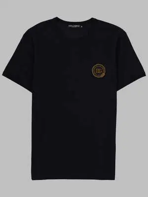 Dolce & Gabbana T-shirt In Cotone Con Patch - Blue