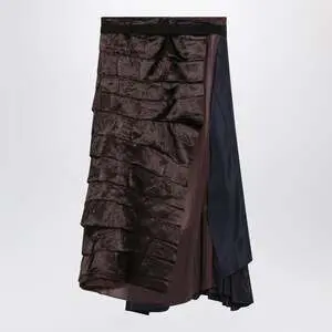 Prada Patchwork Faille Wrap Skirt - Blue