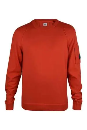 C.P. COMPANY C.P. Company Cotton Crew Neck Sweater With Sleeve Pocket Orange