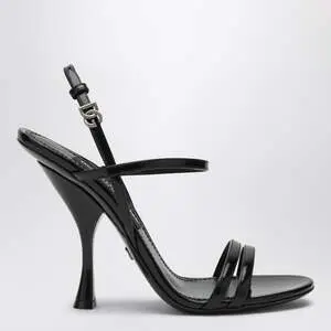 Dolce & Gabbana Polished Calf Leather Stiletto Sandals - Black