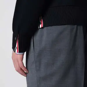 Thom Browne Navy Cotton Sweater With Tricolor Details - Blue