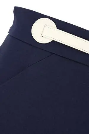 Valentino Garavani Navy Skirt With White Belt Detail - Multicolor