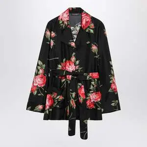 Dolce & Gabbana Black Silk Twill Floral Print Shirt - Multicolor
