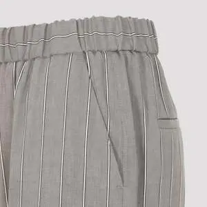 Peserico Pinstriped Linen Blend Trousers - Brown
