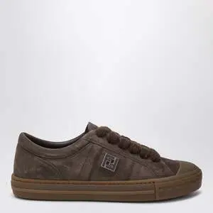 Fendi Suede Low-top Trainers With Ff Detail - Brown