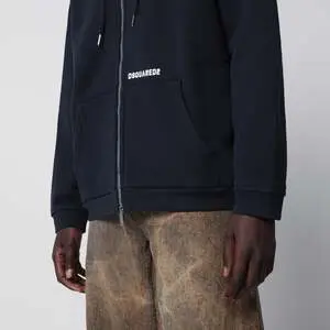 Dsquared2 Zip-up Hoodie In Stretch Cotton - Blue