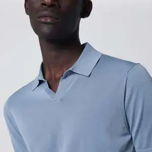 DRUMOHR Light Cotton Knit Polo - Blue