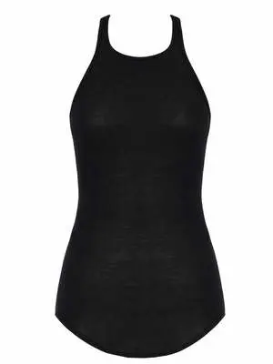 Rick Owens Ribbed Viscose-silk Blend Top - Black