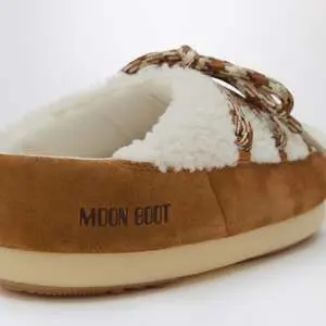 Moon Boot Shearling And Suede Mules - Brown
