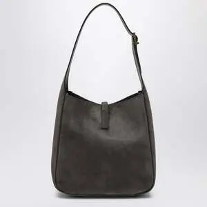 Saint Laurent Small Grey Suede Bag With Cassandre Logo