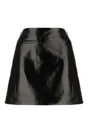 COURREGES Black Patent Leather A-line Skirt - Multicolor