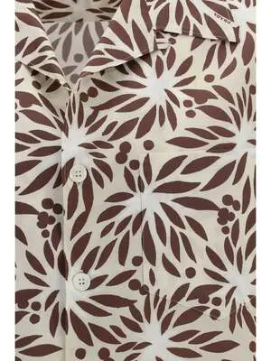 Prada Printed Cotton Bowling Shirt - Brown