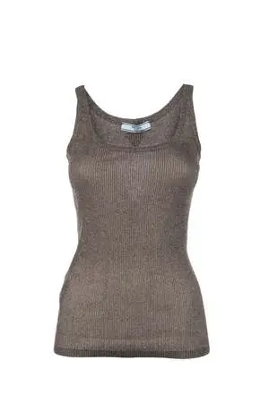 Prada Ribbed Metallic Knitwear Vest