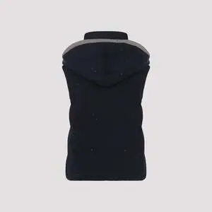 Brunello Cucinelli Abisso Cotton Gilet With Sequins - Blue