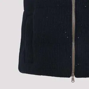 Brunello Cucinelli Abisso Cotton Gilet With Sequins - Blue