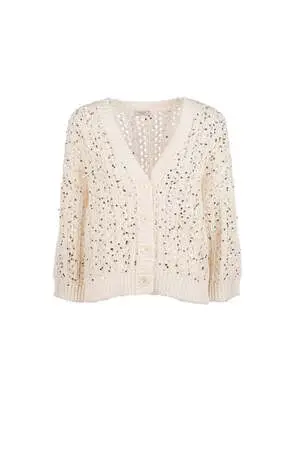 Peserico Embellished Sequined V-neck Cardigan