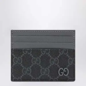 Gucci Gg Card Holder With Grey Trims - Black